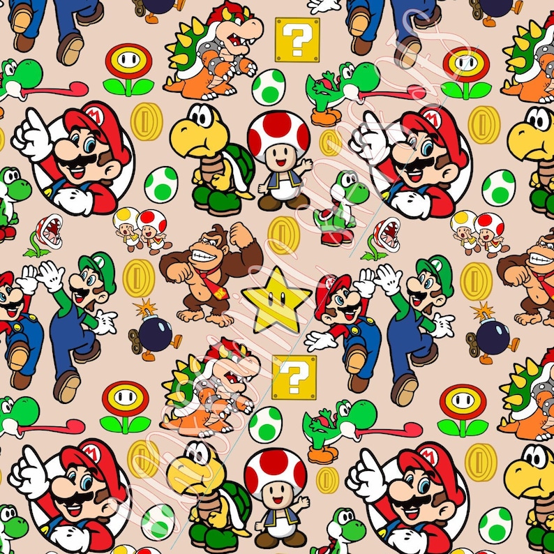 Mario Characters Seamless File - Etsy