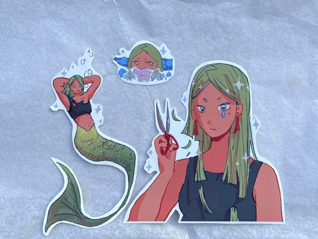 Matcha Mermaid Stickers Green Cute Sticker Matcha Girl Sticker Set Art ...