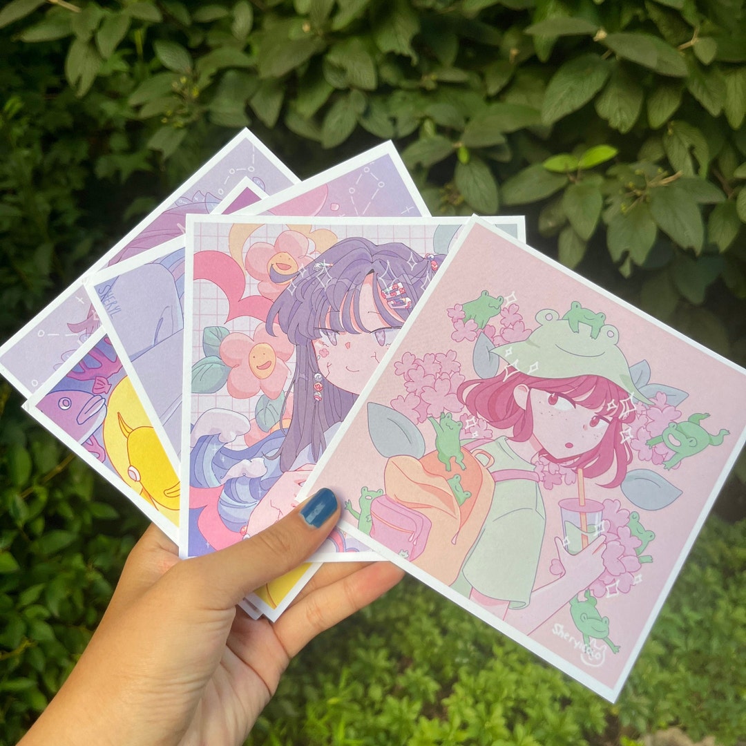 Anime Girl Mini Print Set: Kawaii Pastel Room Decor - Etsy