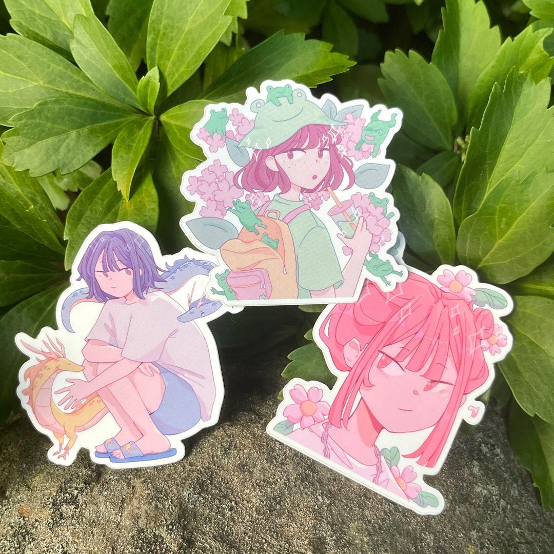 Cute Sticker Set | Sticker Girls Anime Cute Waterbottle Sticker Art ...