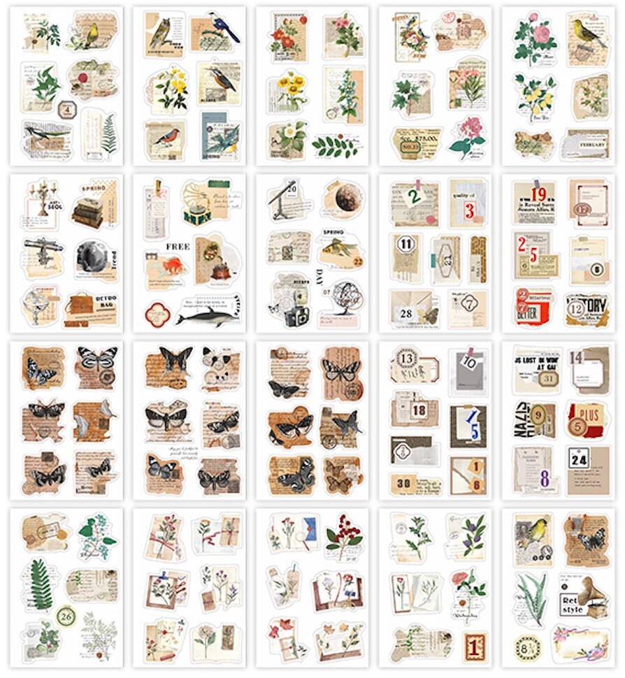 Vintage Style Series Sticker Book, Transparent Decoration Stickers, DIY ...