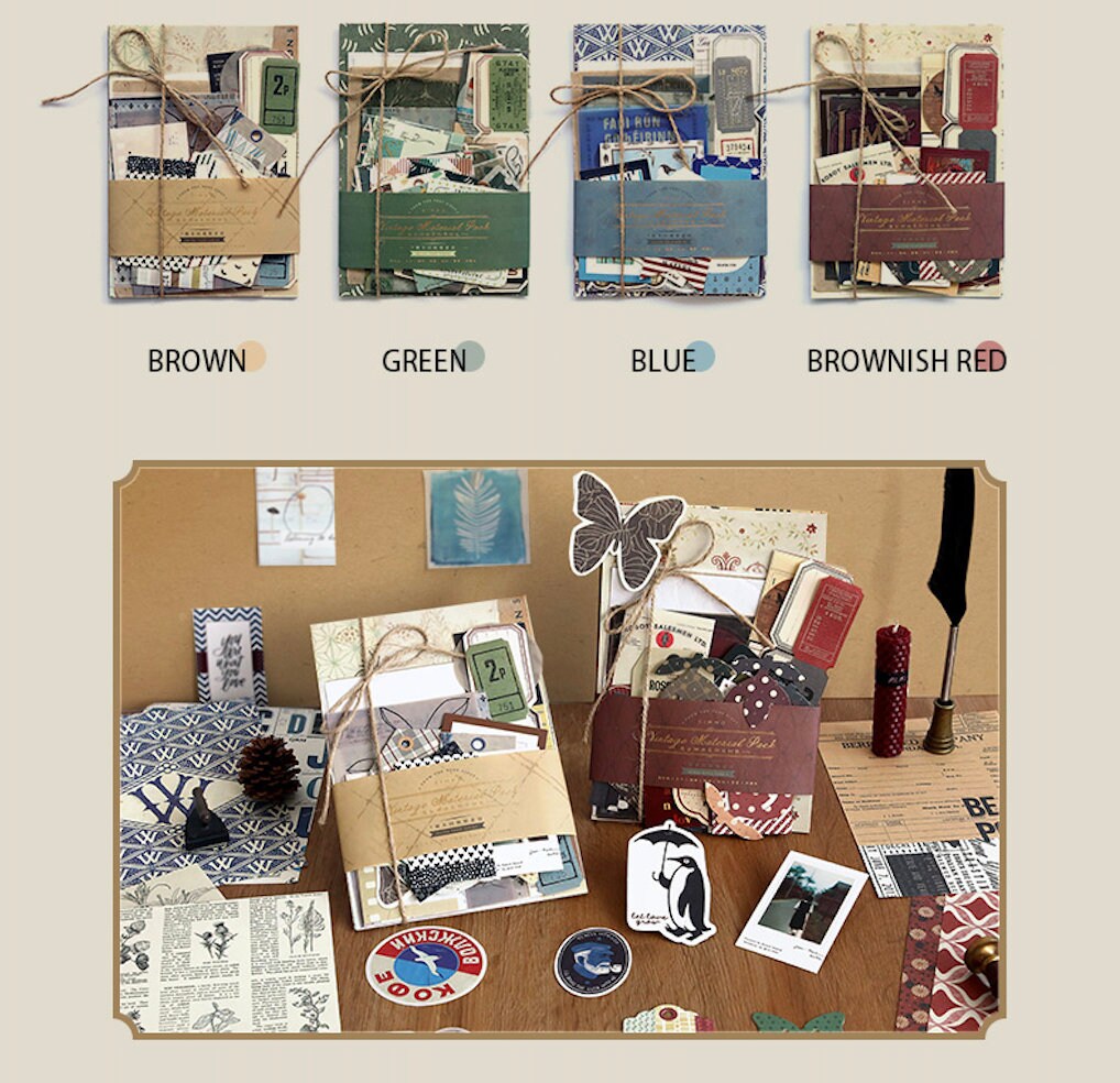 88pcs Retro Scrapbook Material Paper/stickers Journal Decoration Memo ...