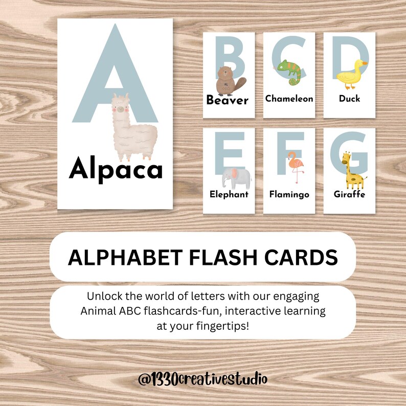 ABC Flashcards, Animal ABC Flashcards, Kid's Alphabet Flashcards ...