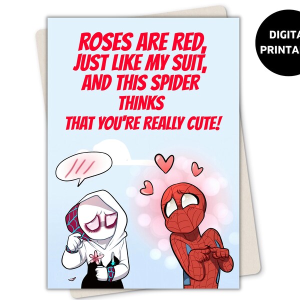 Spiderman Valentine Card - Etsy
