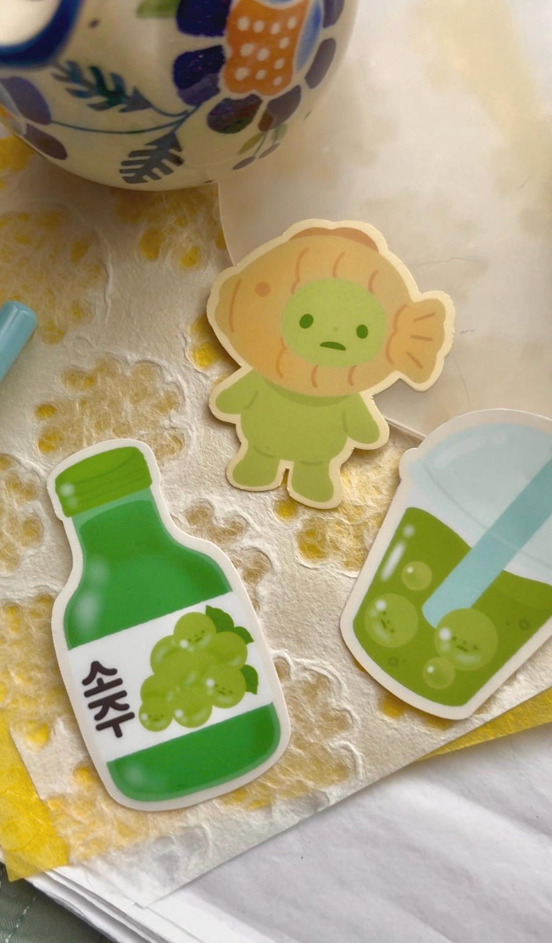 Matcha Green Guy Smisk Inspired Snack Stickers | 2 in X 2 in Soju ...