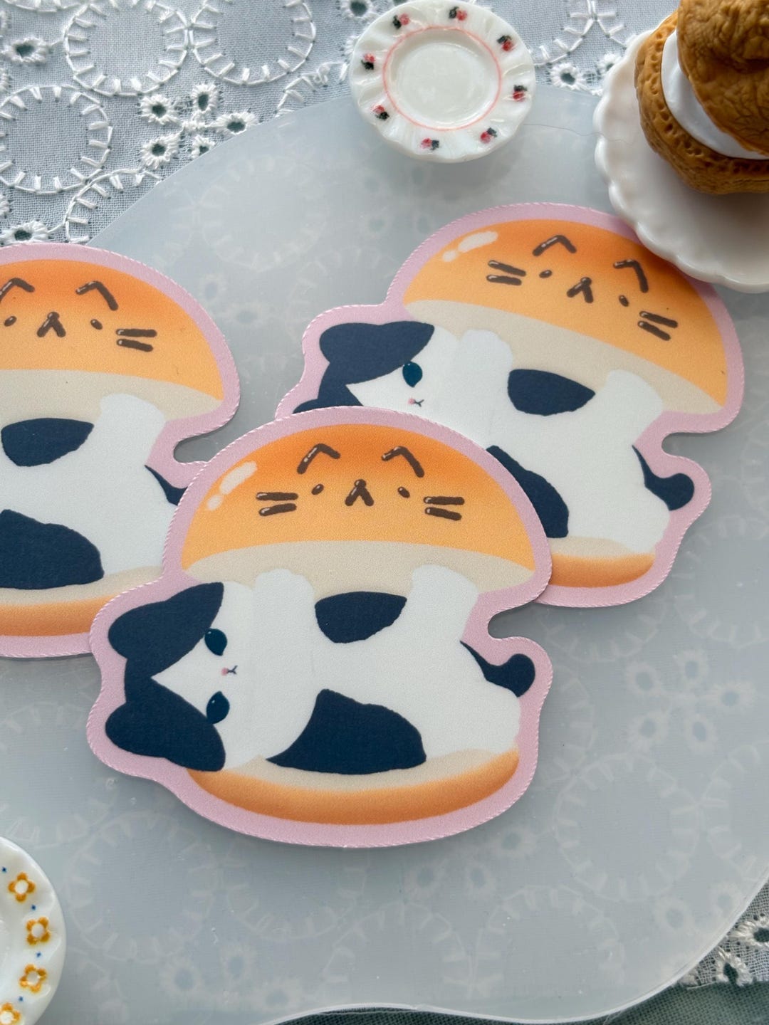Tuxedo Cat Cream Pan Inspired Dessert Die-cut Sticker 2.5 X 2.5 In - Etsy