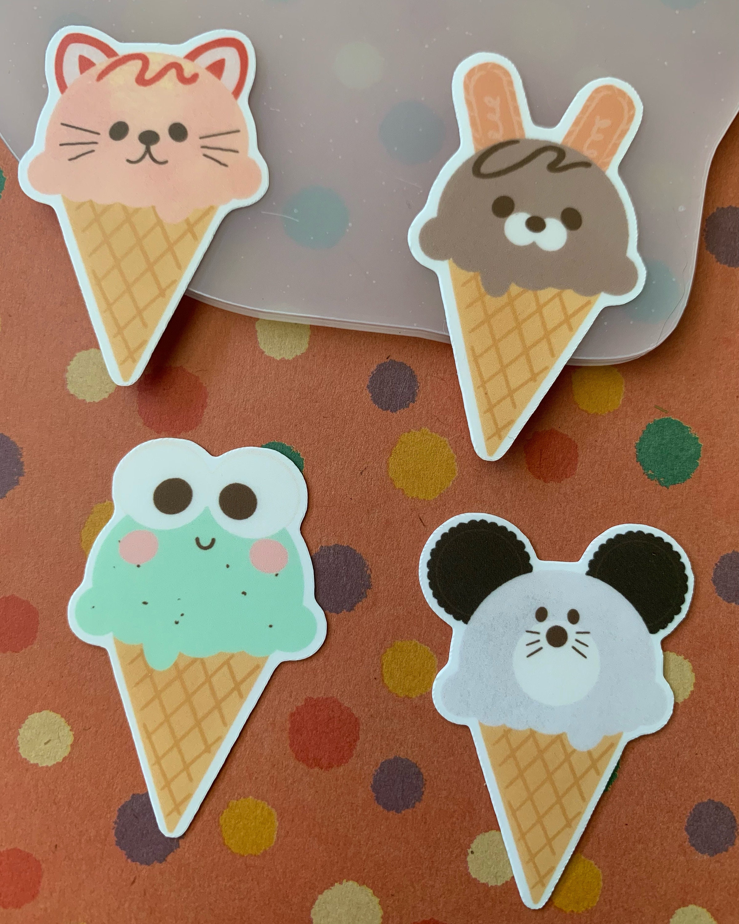 Cute Ice Cream Animal Stickers 1.5 in X 1.5 in | Matte Vinyl ...