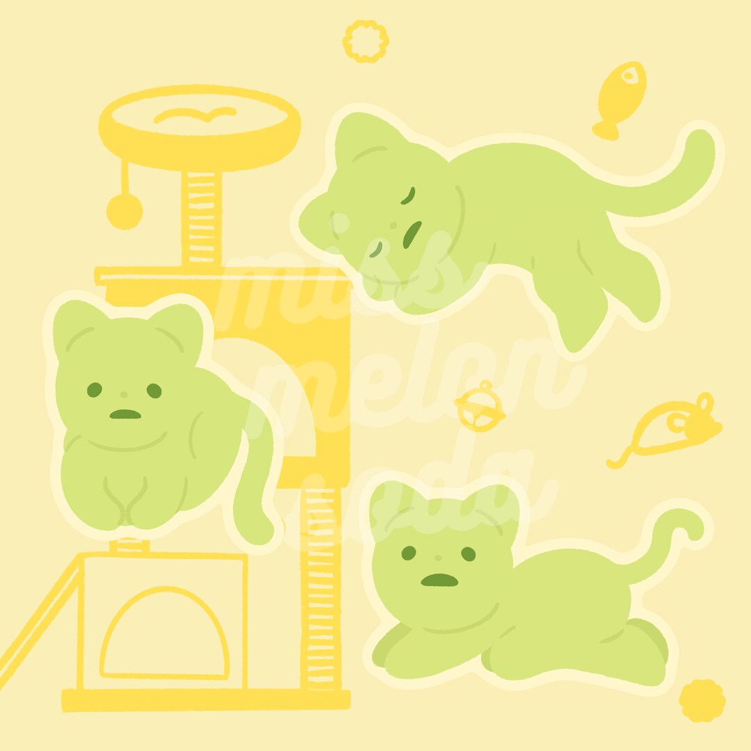Cute Green Guy Smisk Inspired Cat Stickers 1.5 in X 1.5 In - Etsy