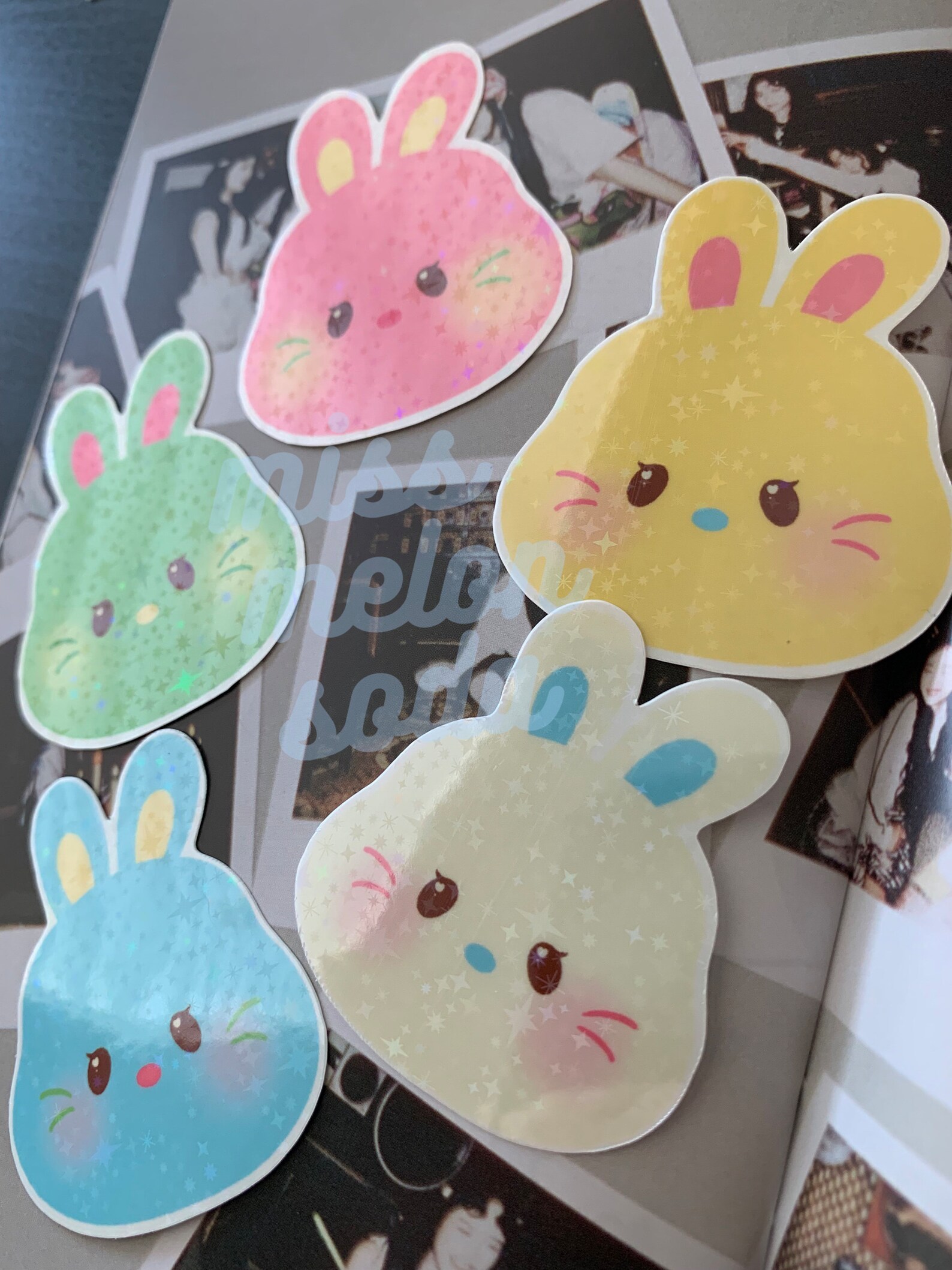 New Jeans Inspired/fan Art Holo Colorful Bunny 2x2 - Etsy