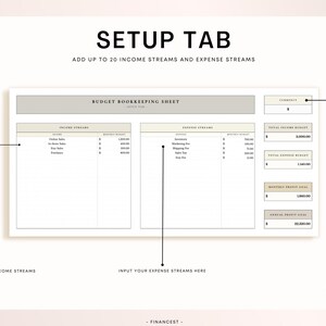 Easy Beige Ultimate Bookkeeping Sheet, All in One, Income & Expense ...