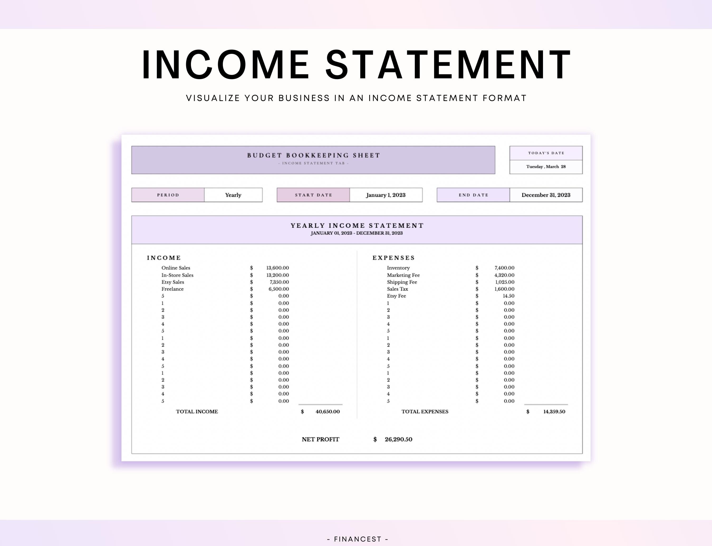 Easy Purple Ultimate Bookkeeping Sheet, All in One Bookkeeping ...