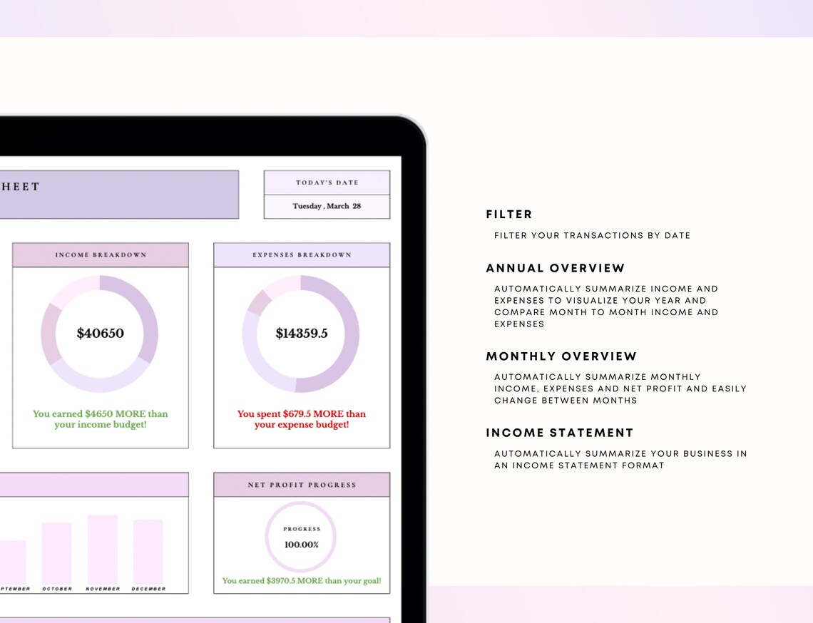 Purple Small Business Spreadsheet Bundle Easy Bookkeeping - Etsy