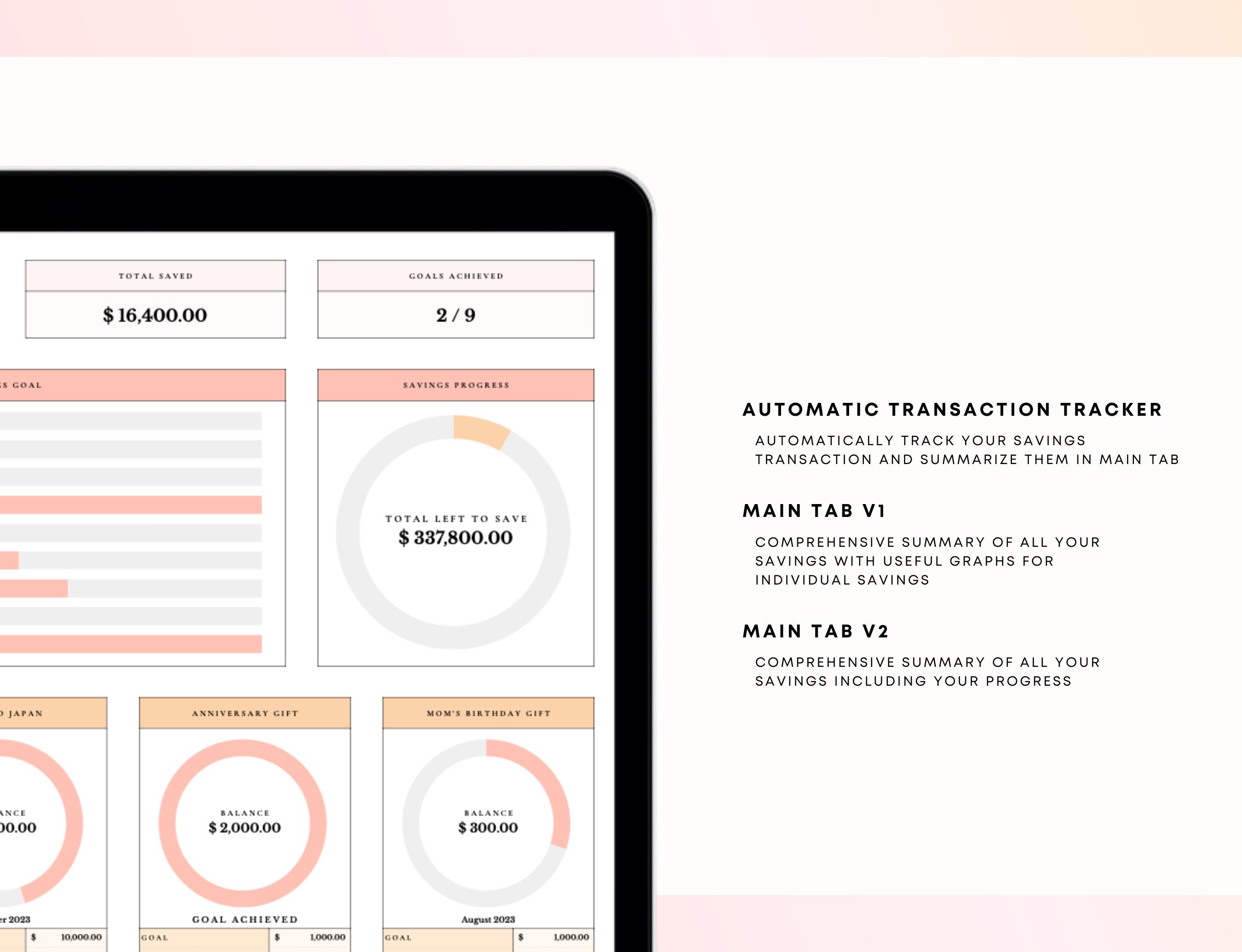 Sunshine Theme Savings Tracker, Sinking Funds Tracker Spreadsheet ...