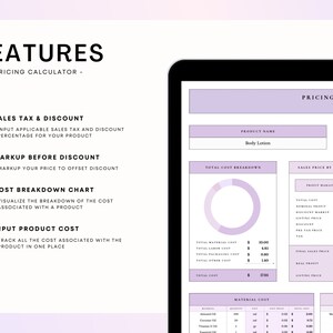 Purple Product Pricing Calculator, Pricing Template, Business Sheet ...