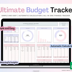 Pink Purple Monthly Budget Spreadsheet, Yearly Budget, Google Sheet ...