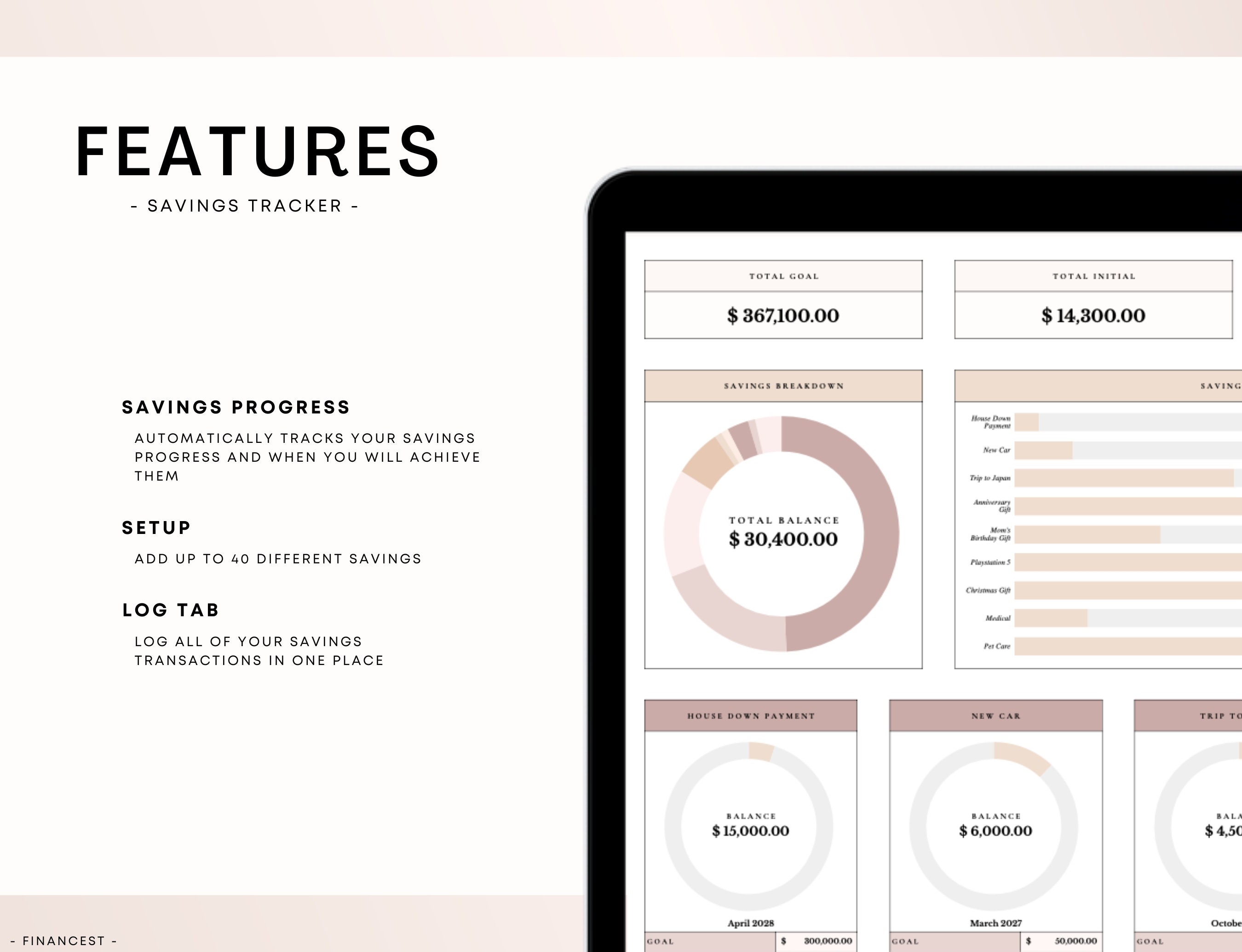 Brown Savings Tracker Sinking Funds Tracker Spreadsheet - Etsy