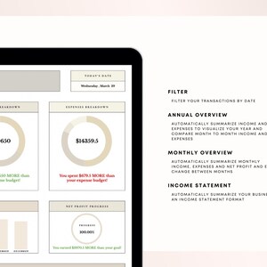 Easy Beige Ultimate Bookkeeping Sheet, All in One, Income & Expense ...