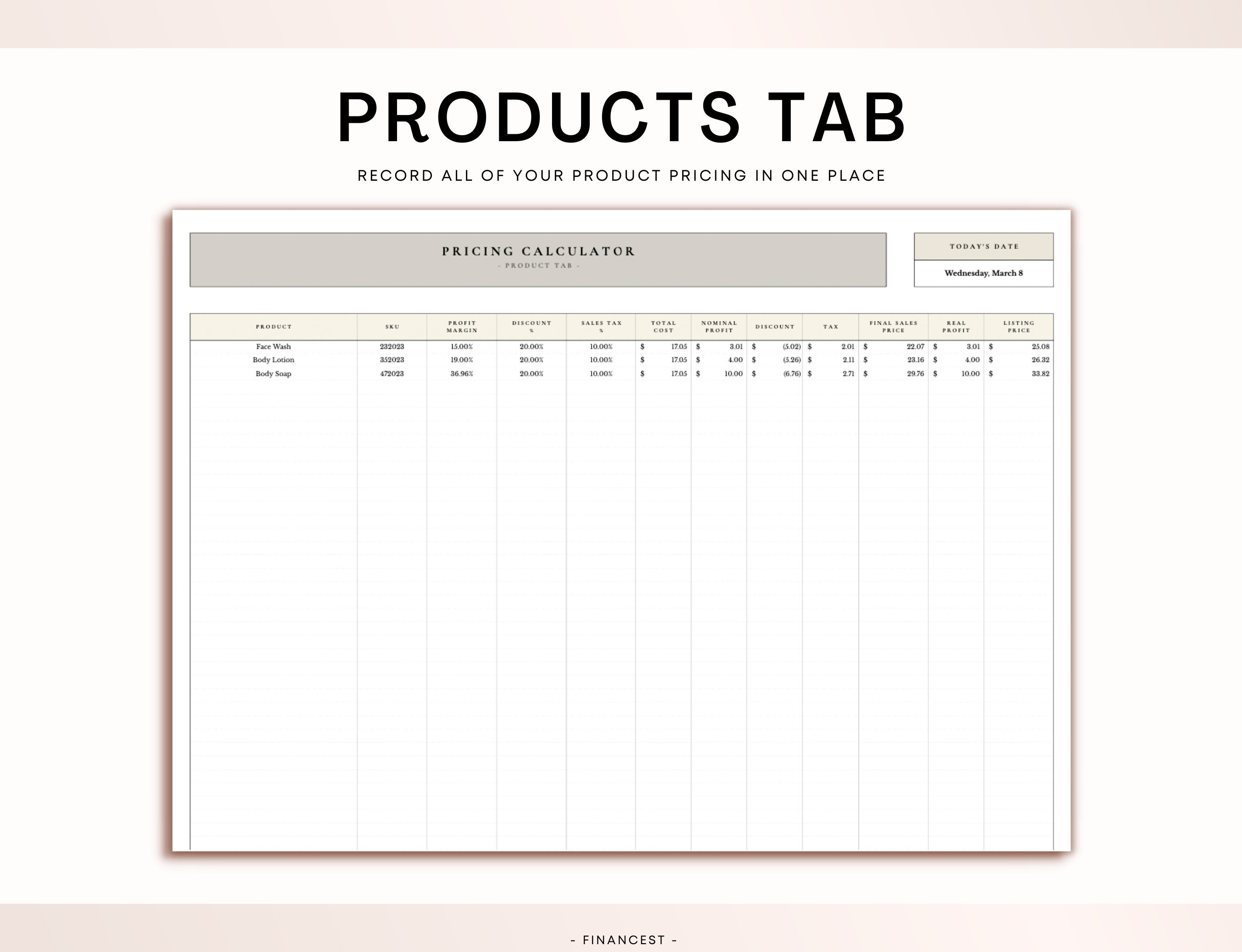 Product Pricing Calculator, Pricing Template, Business Spreadsheet, BEP ...