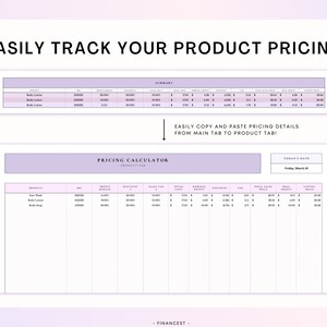 Purple Product Pricing Calculator, Pricing Template, Business Sheet ...
