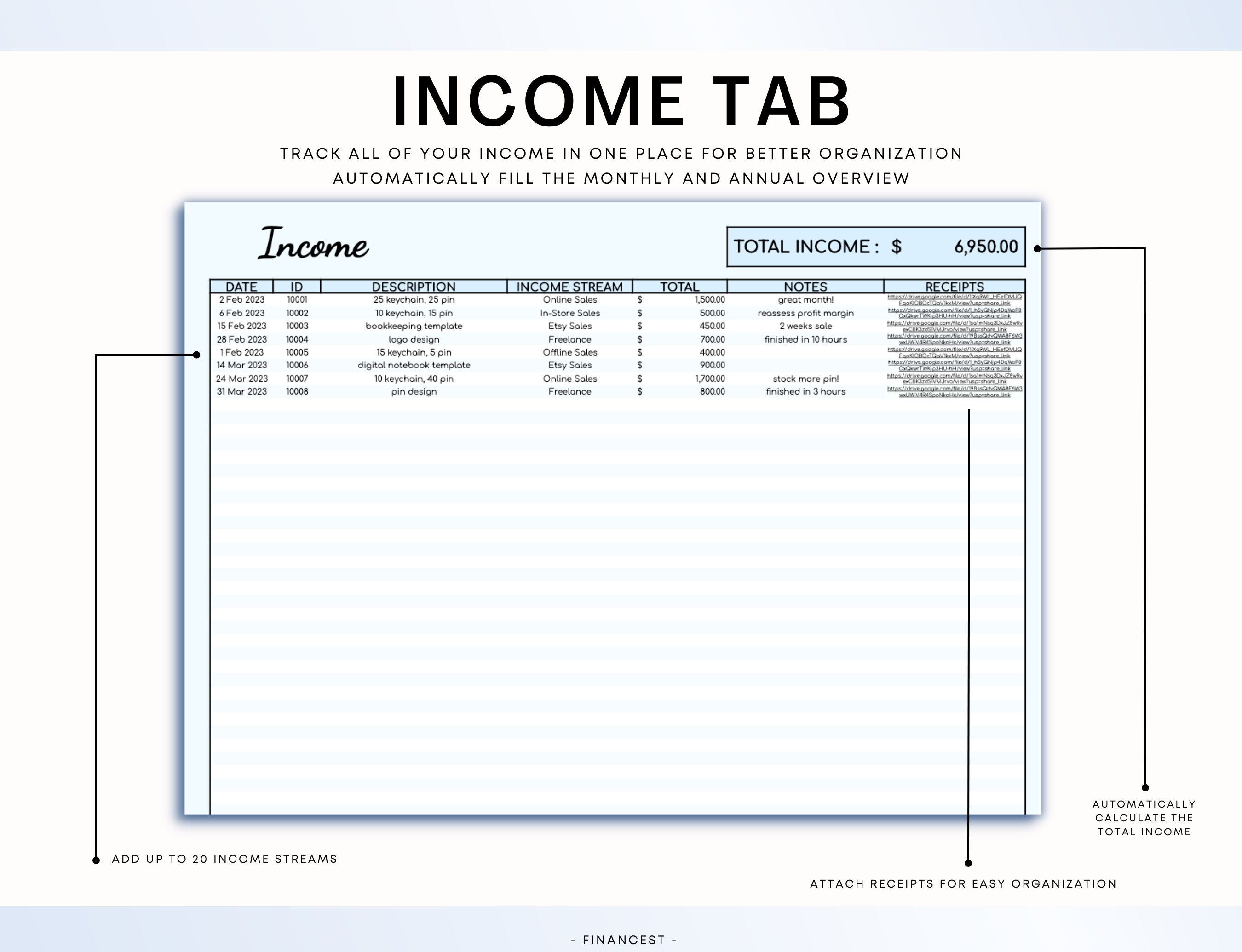 Easy Bookkeeping Template, Income Tracker, Expense Tracker, Business ...