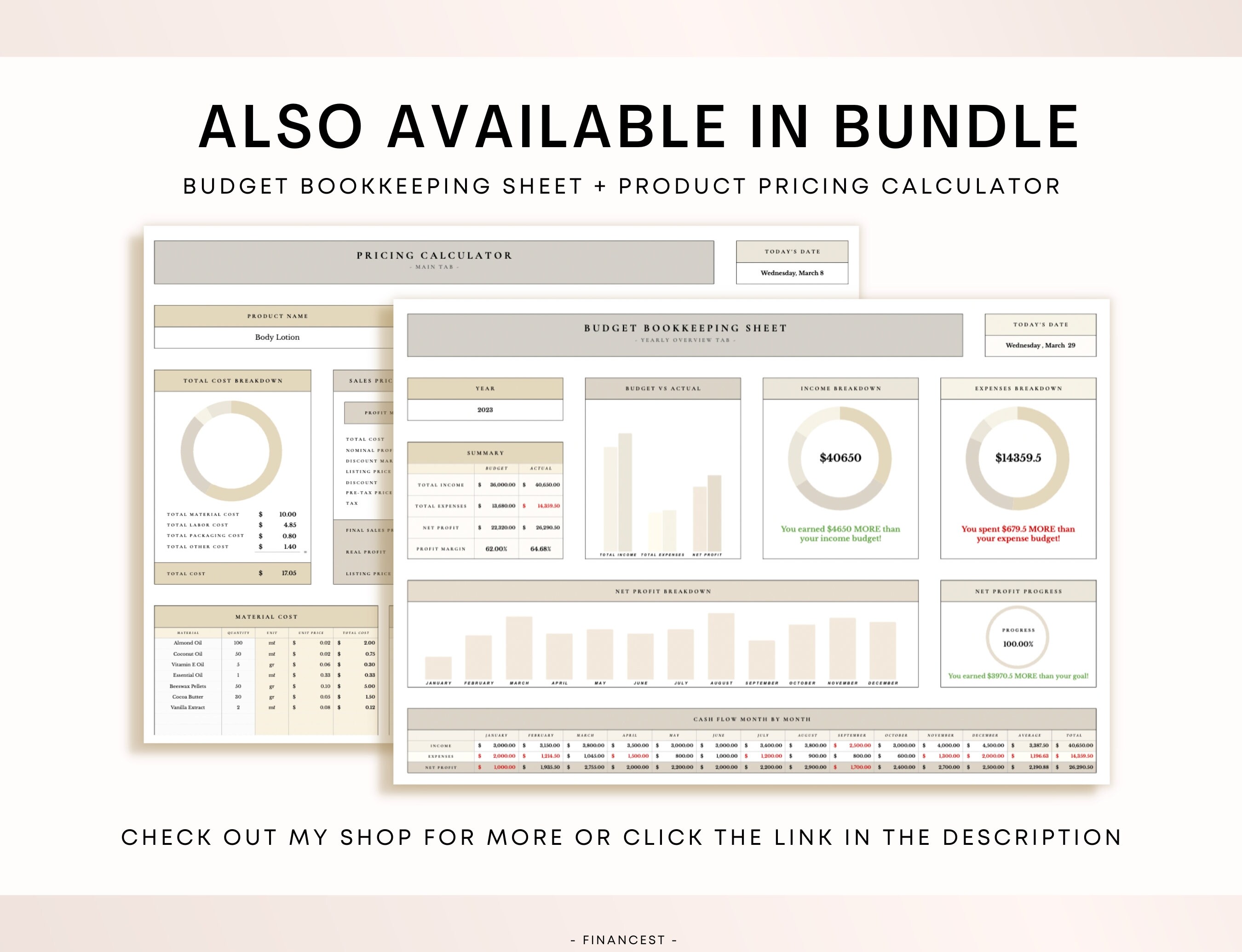 Product Pricing Calculator, Pricing Template, Business Spreadsheet, BEP ...