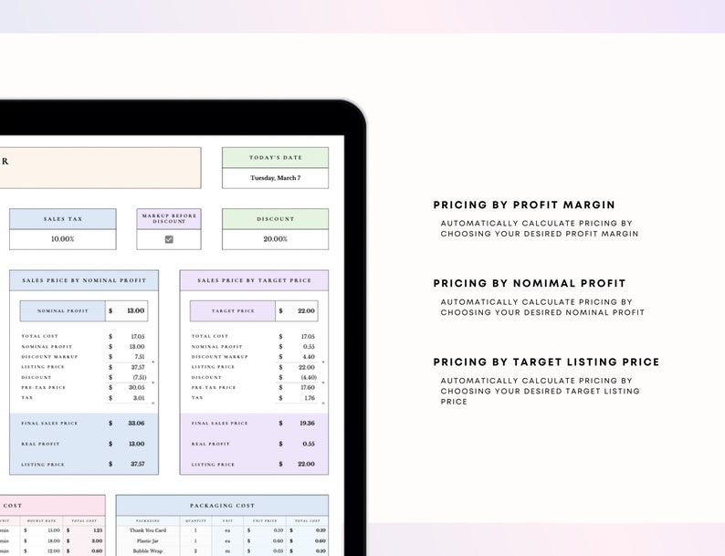 Product Pricing Calculator Pricing Template Business - Etsy