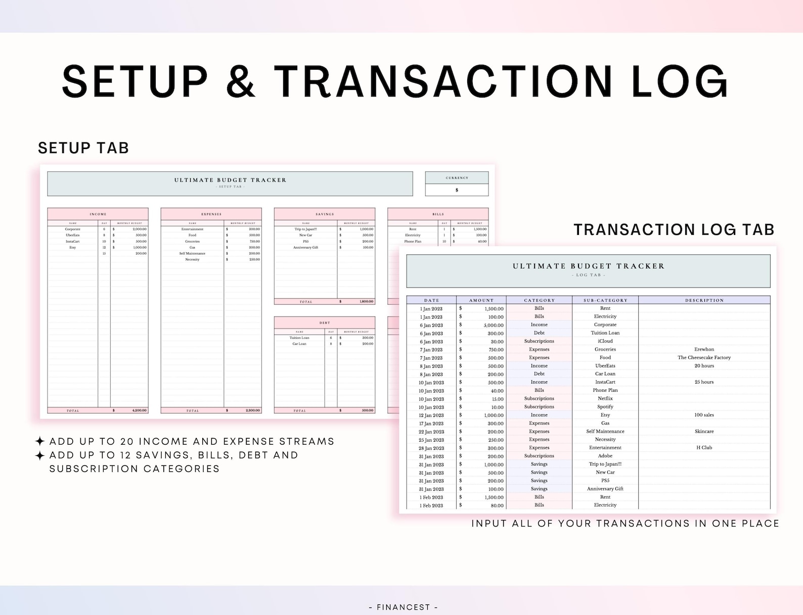 Pink Purple Monthly Budget Spreadsheet, Yearly Budget, Google Sheet ...