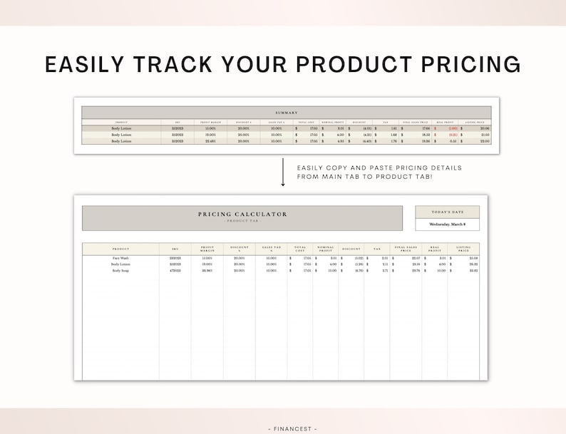 Product Pricing Calculator, Pricing Template, Business Spreadsheet, BEP ...