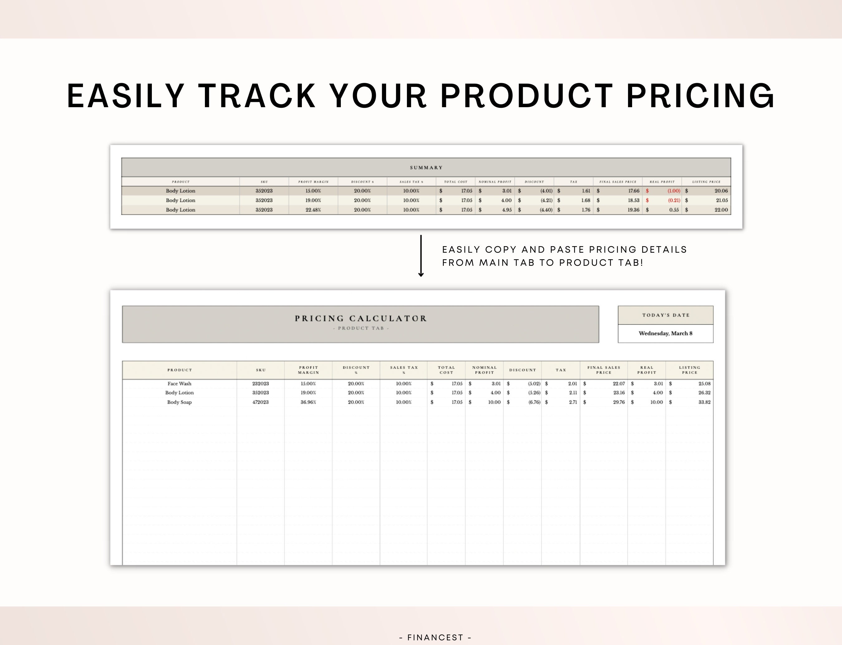 Product Pricing Calculator, Pricing Template, Business Spreadsheet, BEP ...