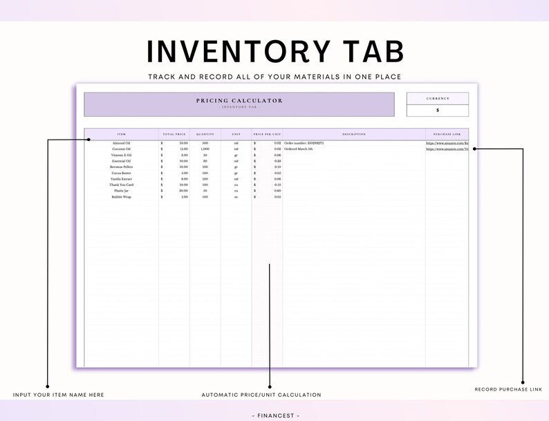 Purple Product Pricing Calculator, Pricing Template, Business Sheet ...