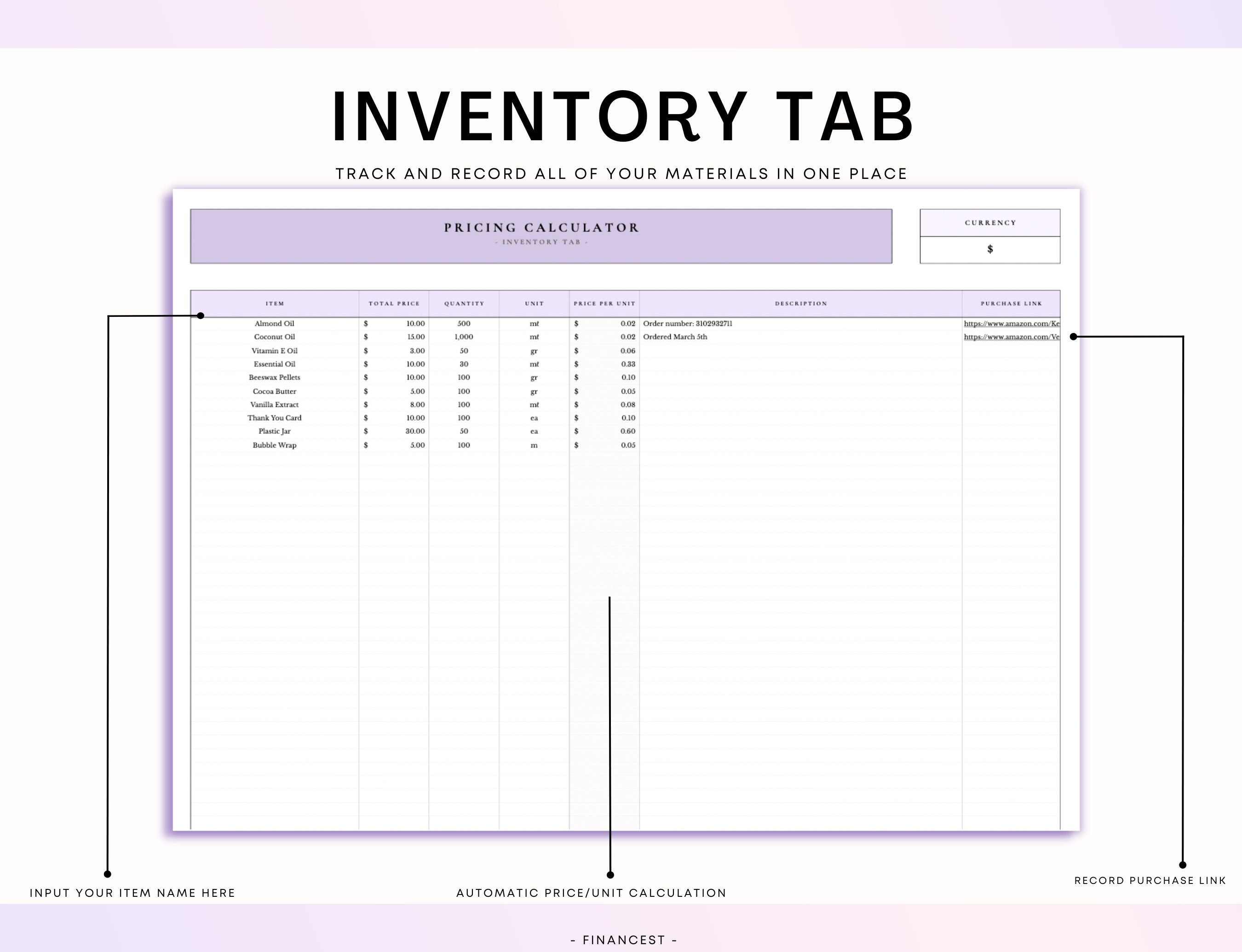 Purple Product Pricing Calculator, Pricing Template, Business Sheet ...