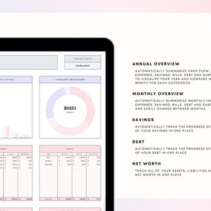 Pink Purple Monthly Budget Spreadsheet, Yearly Budget, Google Sheet ...