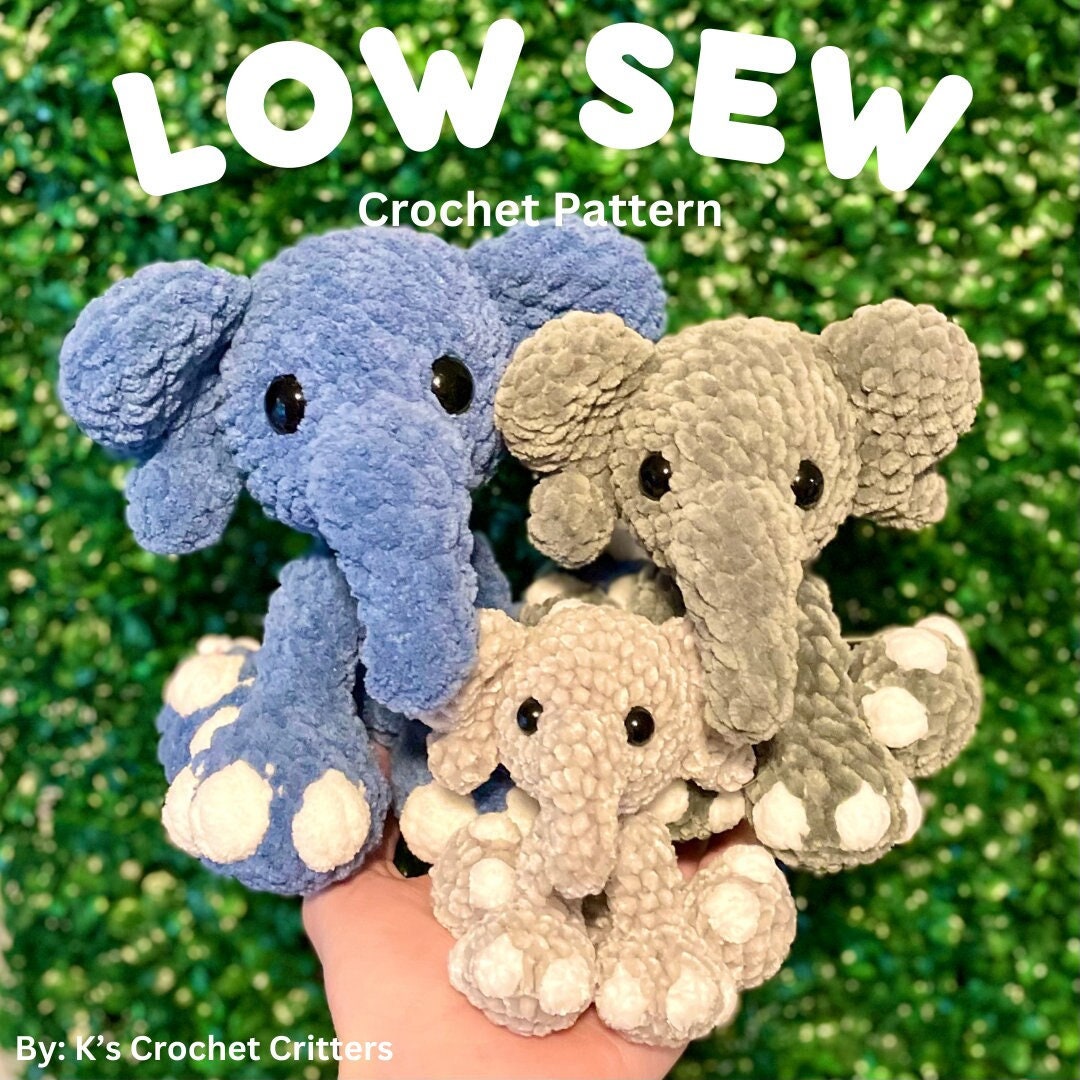 LOW-SEW Crochet Pattern: Enzo the Elephant (english) - Etsy