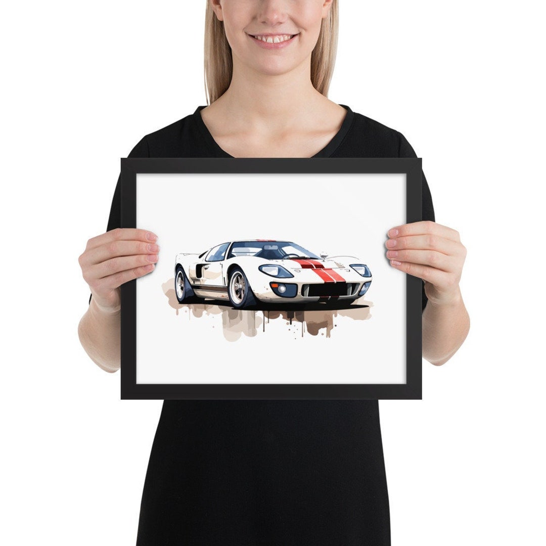 Lemans Style Race Car Framed Poster - Matte Print in Black Wood Frame ...