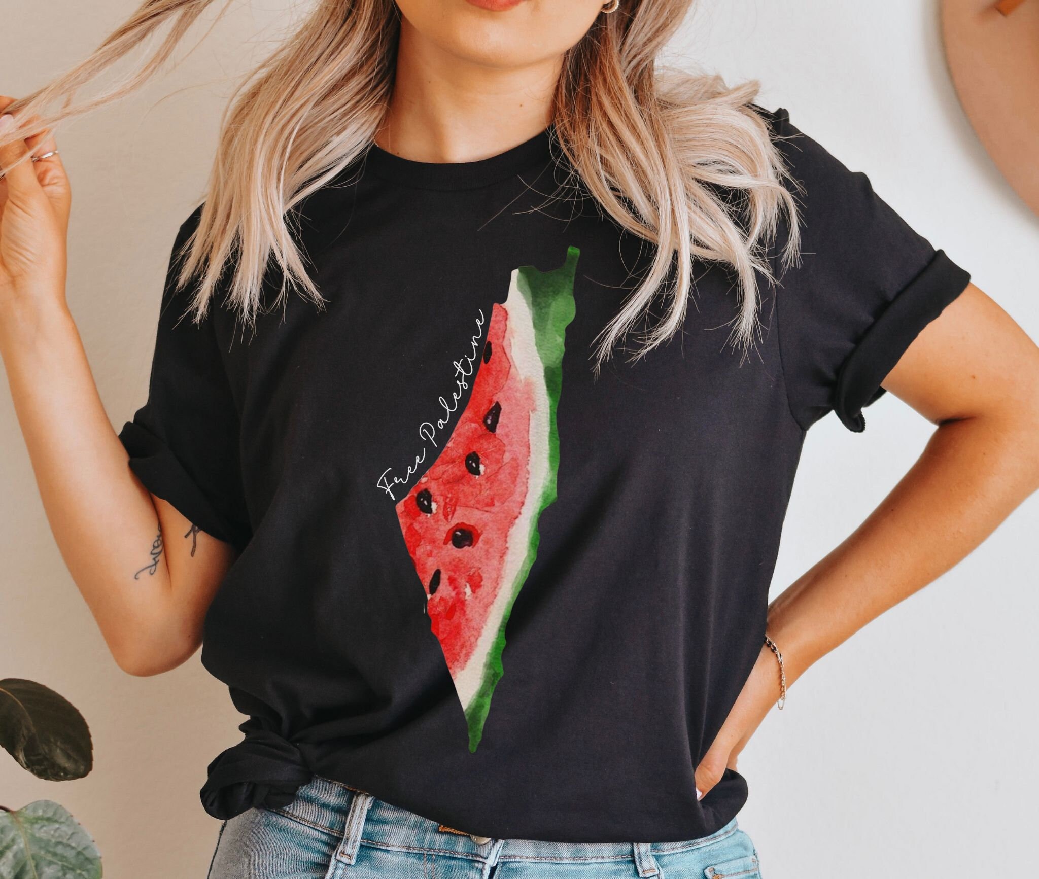 Watercolor Watermelon Map of Palestine Shirt, Watermelon Shirt ...