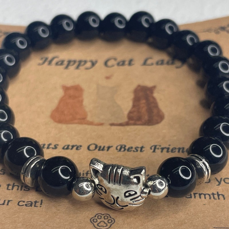 Cat Bracelet Gem Stone - Etsy