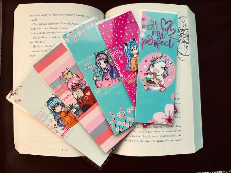 Laminated Kawaii Cute Double Sided Bookmarks for Girls Who Love Anime ...