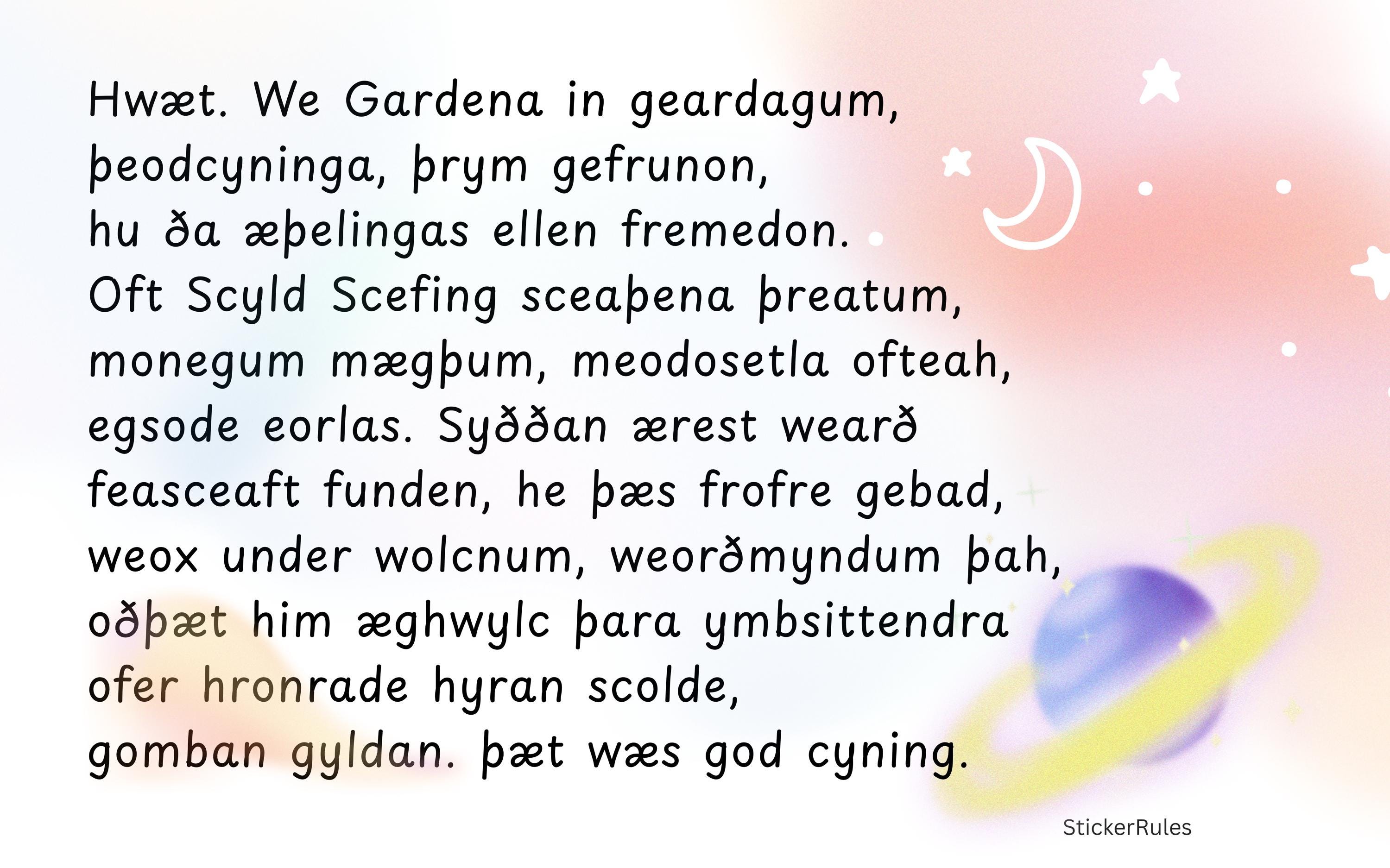 Beowulf Poem Sticker: English Major Gift - Etsy Australia