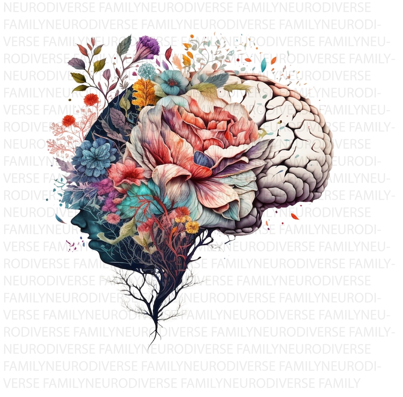 Neuro Flowers, Rainbow Brain, Autism Art, Inclusion Digital Download, ADHD Art, Neurodiversity ...