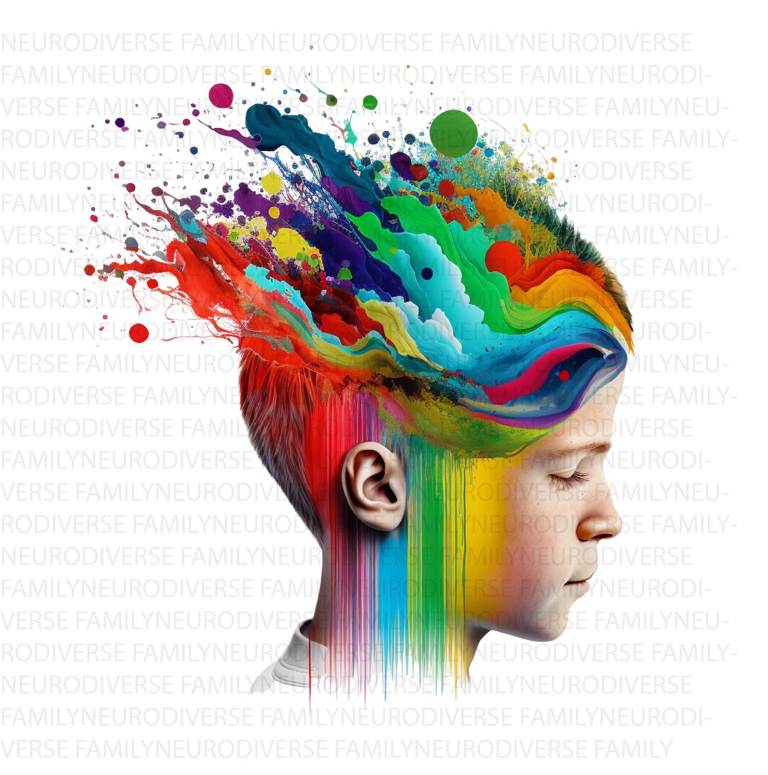 Neurodivergent Mind, Rainbow Brain, Autism Art, Inclusion Digital ...