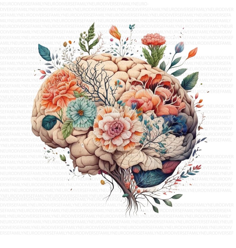Neuro Flowers, Rainbow Brain, Autism Art, Inclusion Digital Download ...