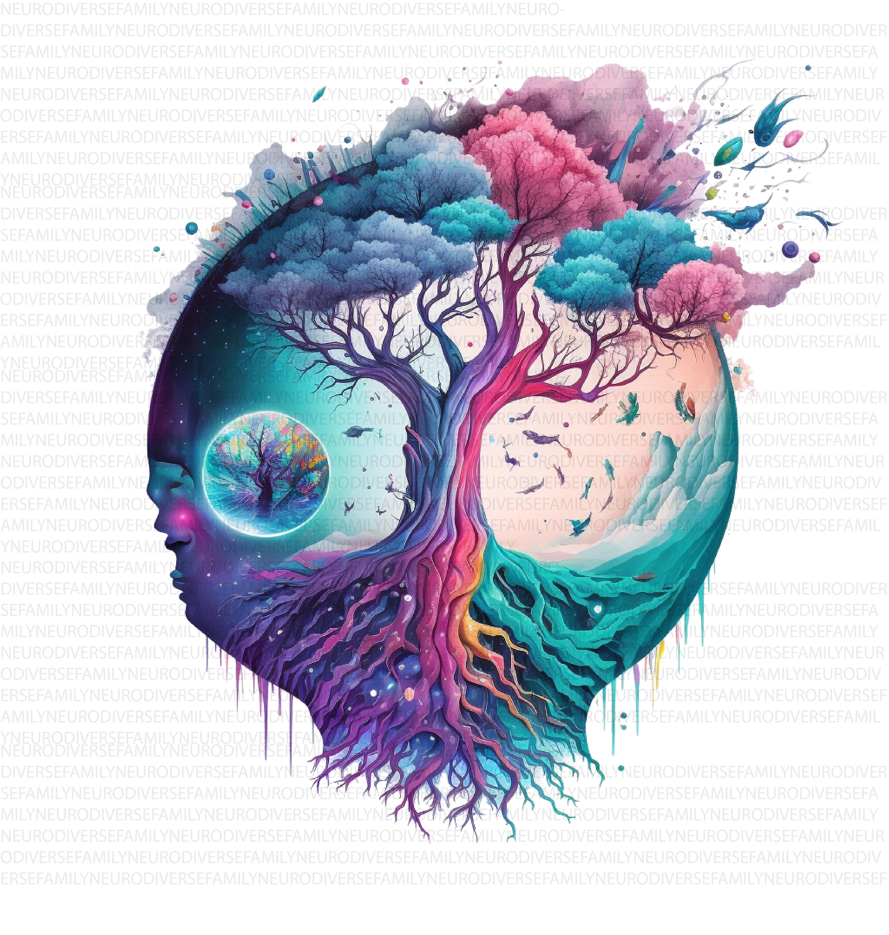 Neurodivergent Awareness Art Autism Universe Brain Neurodiversity ...