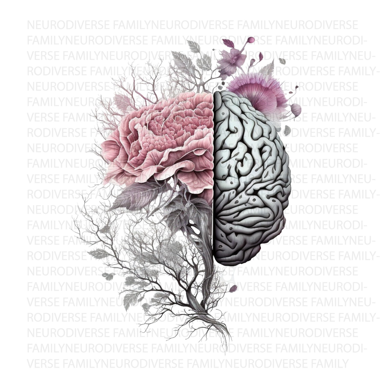 Neuro Flowers, Rainbow Brain, Autism Art, Inclusion Digital Download ...