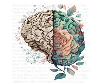 Neuro Flowers, Rainbow Brain, Autism Art, Inclusion Digital Download ...