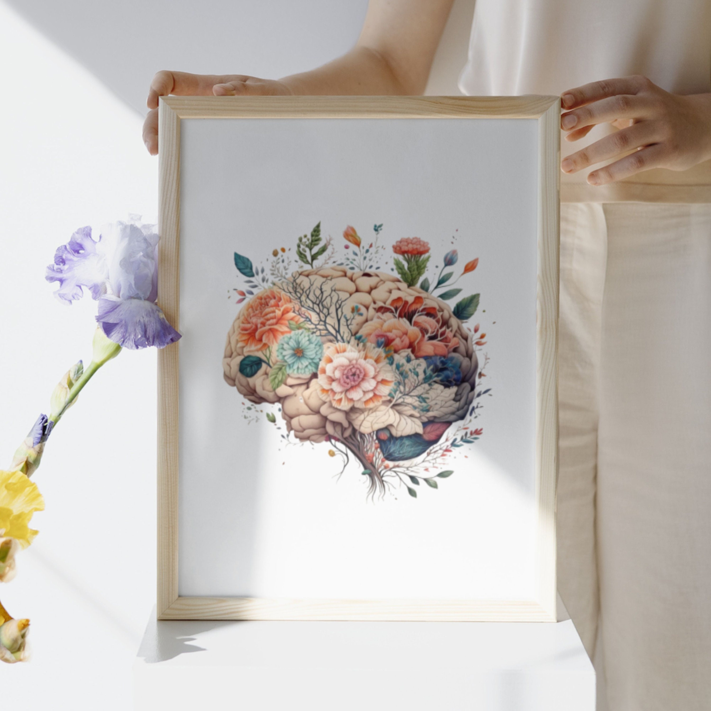 Neuro Flowers, Rainbow Brain, Autism Art, Inclusion Digital Download ...