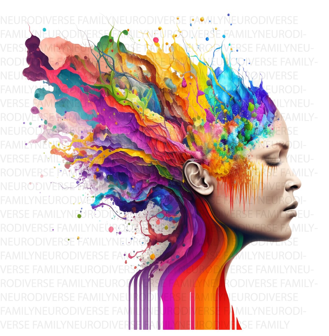 Neurodivergent Mind Rainbow Brain Autism Art Inclusion - Etsy
