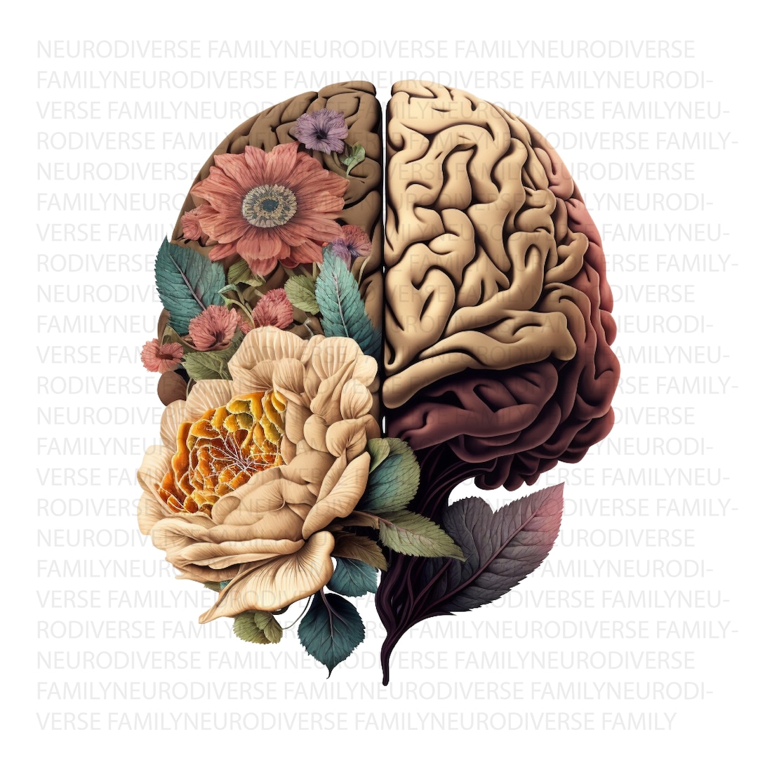 Neuro Flowers Rainbow Brain Autism Art Inclusion Digital - Etsy