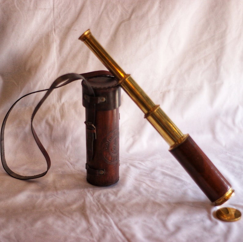 Vintage Style Solid Brass 15 Inch Pirate Telescope With Leather Cover ...
