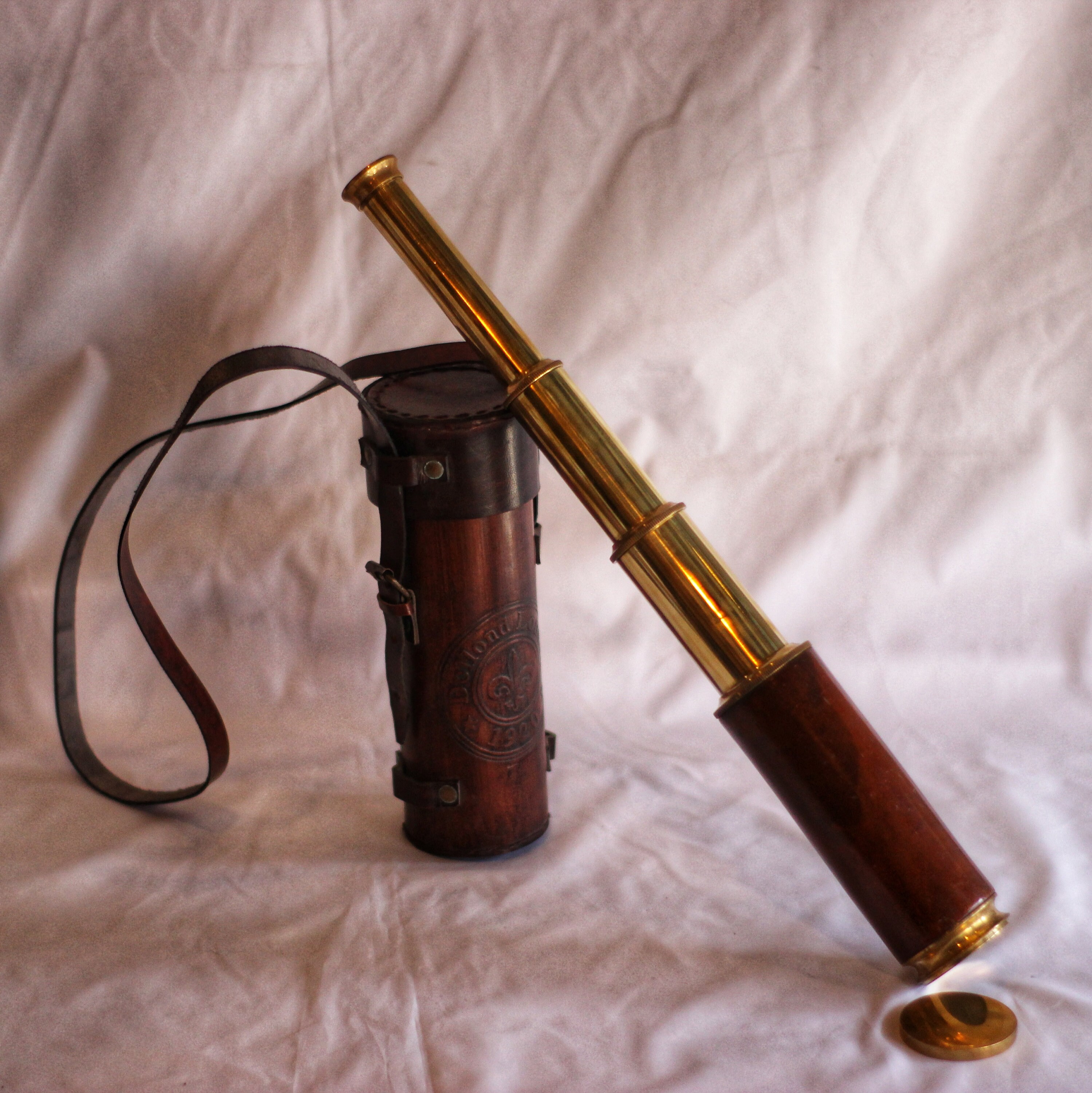 Vintage Style Solid Brass 15 Inch Pirate Telescope With Leather Cover ...