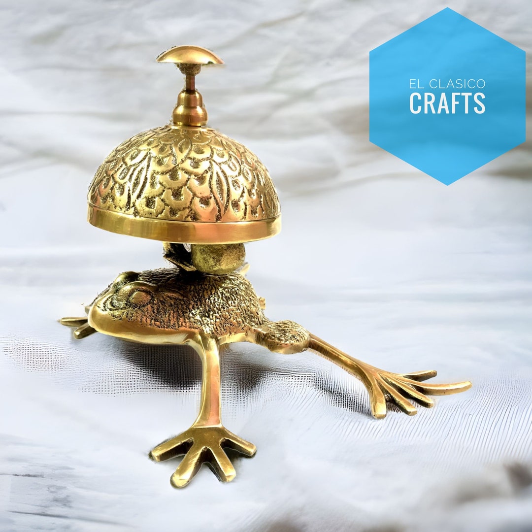 Antique Vintage Brass Frog Style Desk Bell Nautical Hotel Counter ...